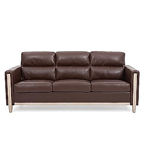 TRIPLE TREE Comfortable 3 Seater Sofa with Soft Cushion,79.5" Sofa Couch with Solid Wood Frame Legs,Sleeper Sofa for Living Room Apartment Office,Brown