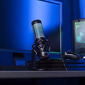 HyperX QuadCast S RGB USB Condenser Microphone with Shock Mount for Gaming, Streaming, Podcasts