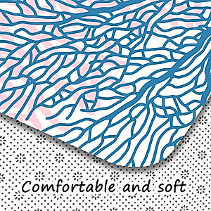 QH Blue and Pink Coral Area Rug 5'x6' Floor Mats Washable Non-Slip Large Rugs for Living Room Kitchen Bedroom Dining Room Outdoor Home Decor