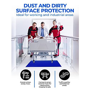 Samrang Sticky Pads, Cleanroom Sticky Mats for Construction 24" x 36" Adhesive, Walk Off Tacky Mat for Construction Lab-Room Hospital to Capture Dirt and Debris,30 Sheets per Pad (Blue) (4)