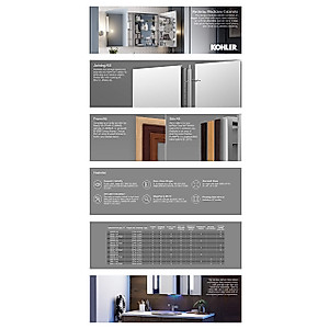 Kohler Verdera 15 in. W x 30 in. H Aluminum medicine cabinet with adjustable flip-out flat mirror