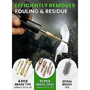 Universal Gun Cleaning Kit for All Guns 63pcs - Portable Gun Cleaning Kits for Handguns and Rifles, Shotgun, Airsoft - Incl. Stainless Steel Rods, Brass Jags, Gun Cleaning Patches, Cleaning Swabs