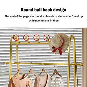 BOTAOYIYI Clothes Rack Gold, Freestanding Coat Rack Modern Rolling Garment Rack with Wheels and Bottom Shelves, Industrial Heavy Duty Pipe Clothing Rack Wardrobe Closet for Boutique Display (39.4")