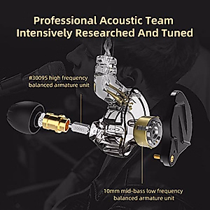 erjigo KZ ZSN PRO X Hybrid Banlance Armature with Dynamic in-Ear Earphone ERJIGO ZSNPROX 1BA+1DD HiFi Headset ZSNPRO X erabuds (with Mic, Black)