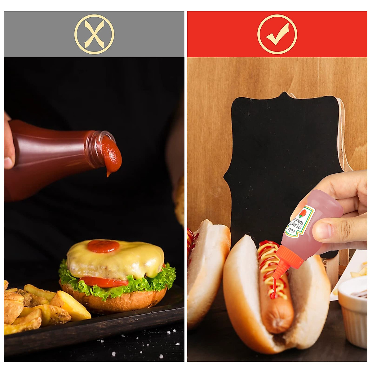 RAYNAG 6 Pack Mini Ketchup Bottles 25ml Mustard Squeeze Bottle Portable Condiment Containers Refillable Honey Sauce Salad Dressing Dispensers Jars for Kids Adults Lunch Bento Box BBQ Camping Travel