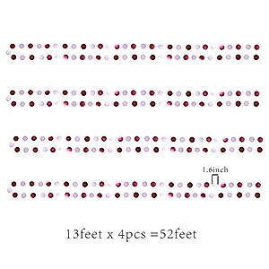 Matt Pink Burgundy Circle Dots Garland Wedding Party Decoration Dot Hanging Streamer Decor Backdrop Banner for She Girl Women Birthday/Bday Engagement Bridal/Baby Shower Mother's Day Valentine