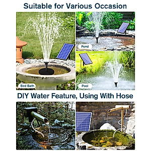 NFESOLAR Solar Water Pump, 5.5W Solar Water Fountain Pump with 1500mAh Battery Backup, 4ft Tubing 16.4ft Cable, 92.5 GPH Solar Pond Pump for Bird Bath Outdoor Ponds Garden Pool Water Feature
