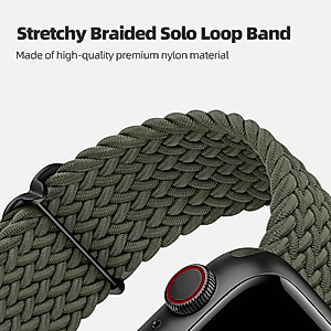 DaQin 4 Pack Braided Solo Loop Bands Compatible with Apple Watch Band 38mm 40mm 41mm Women Men, Adjustable Stretchy Nylon Bands Elastic Sport Wristbands for iWatch Series 10 9 8 7 6 5 4 3 2 1 SE Ultra