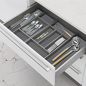 Shelf Liner, Cabinet Liner, Non Adhesive Kitchen Plastic Drawer Liner, Non Slip Shelf Liners for Kitchen Cabinets, Pantry, Shelves, Under Sink, Washable Refrigerator Liners (Grey, 12 x 240 inch)