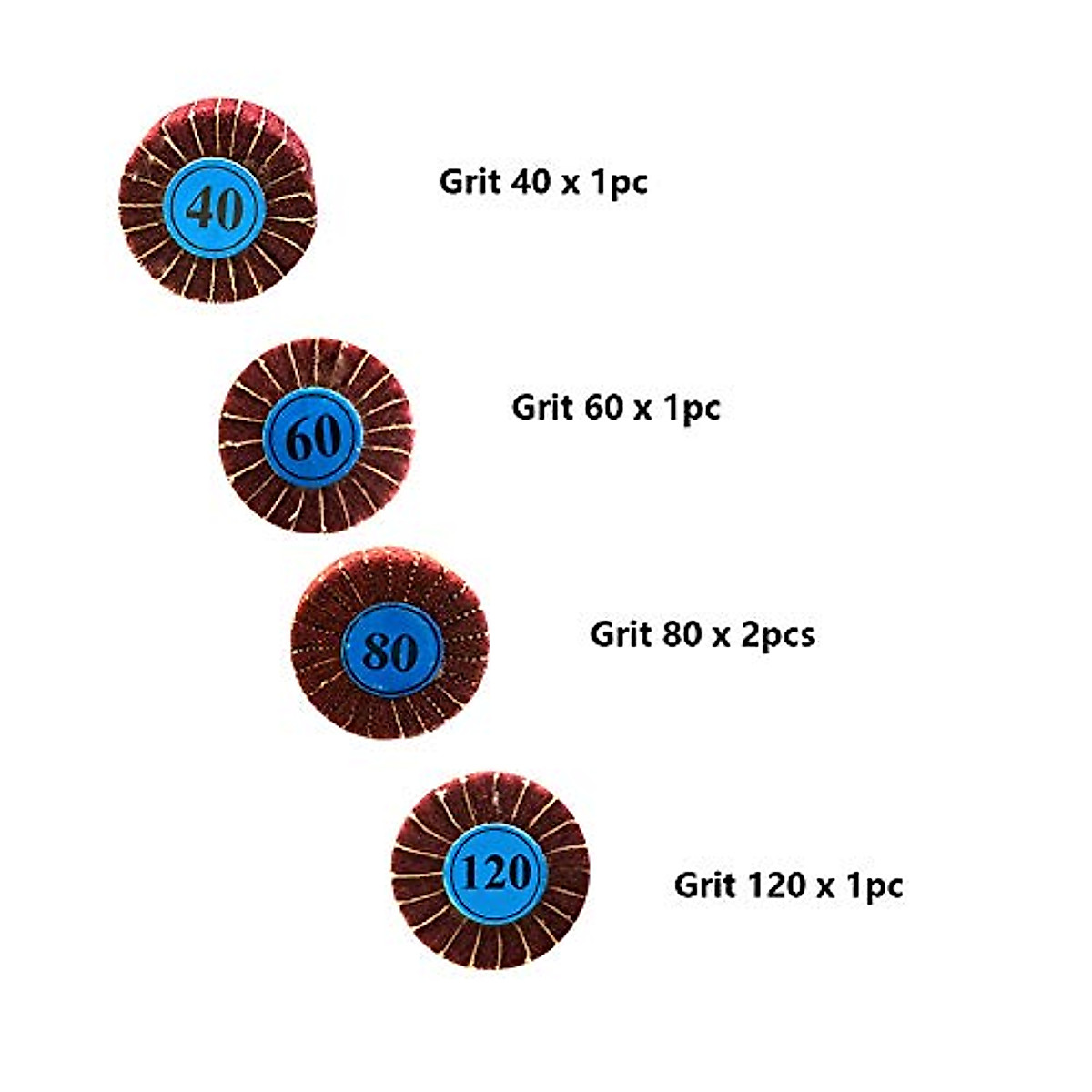 SCOTTCHEN Abrasive Flap Wheel Sander 2"x1" x 1/4" Shank Mounted Non-woven Interleaves for Drill Grit 40/60/80x2/120 - 5 Pack