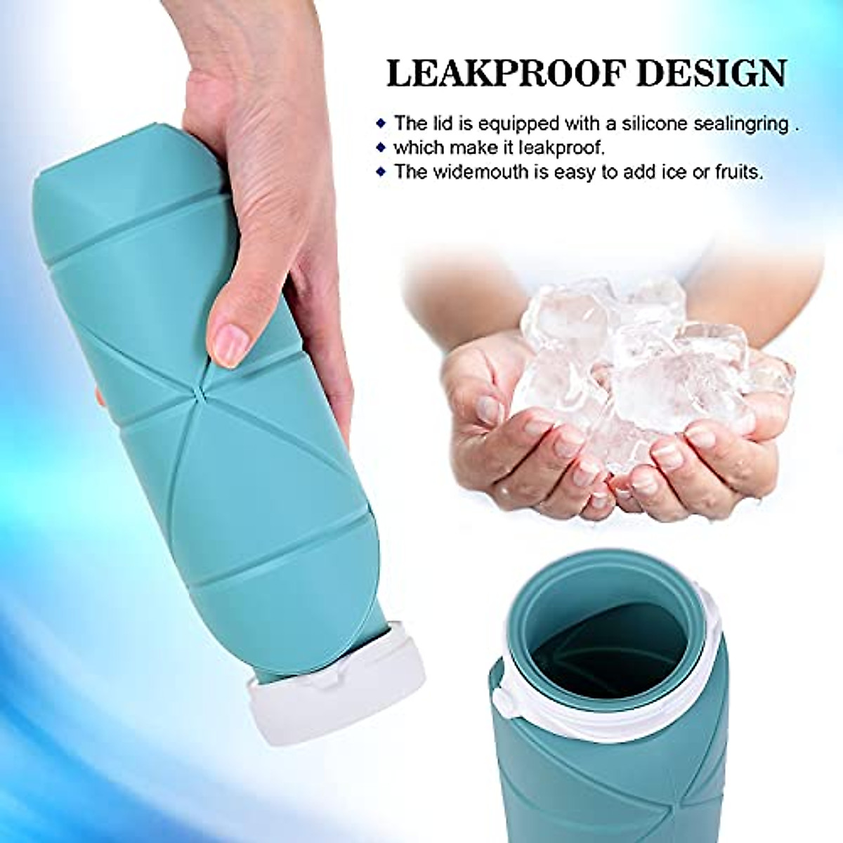 SPECIAL MADE Collapsible Water Bottles Cups Leakproof Valve Reusable BPA Free Silicone Foldable Travel Water Bottle Cup for Gym Camping Hiking Travel Sports Lightweight Durable (Type2 Dark Green)