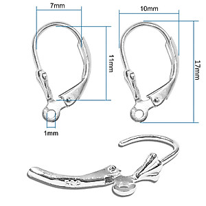 TOAOB 8pcs 925 Sterling Silver Leverback Earring Findings with Open Loop 10x17mm French Earring Hooks Dangle Ear Wire Clip Earring Connector for Jewelry Making