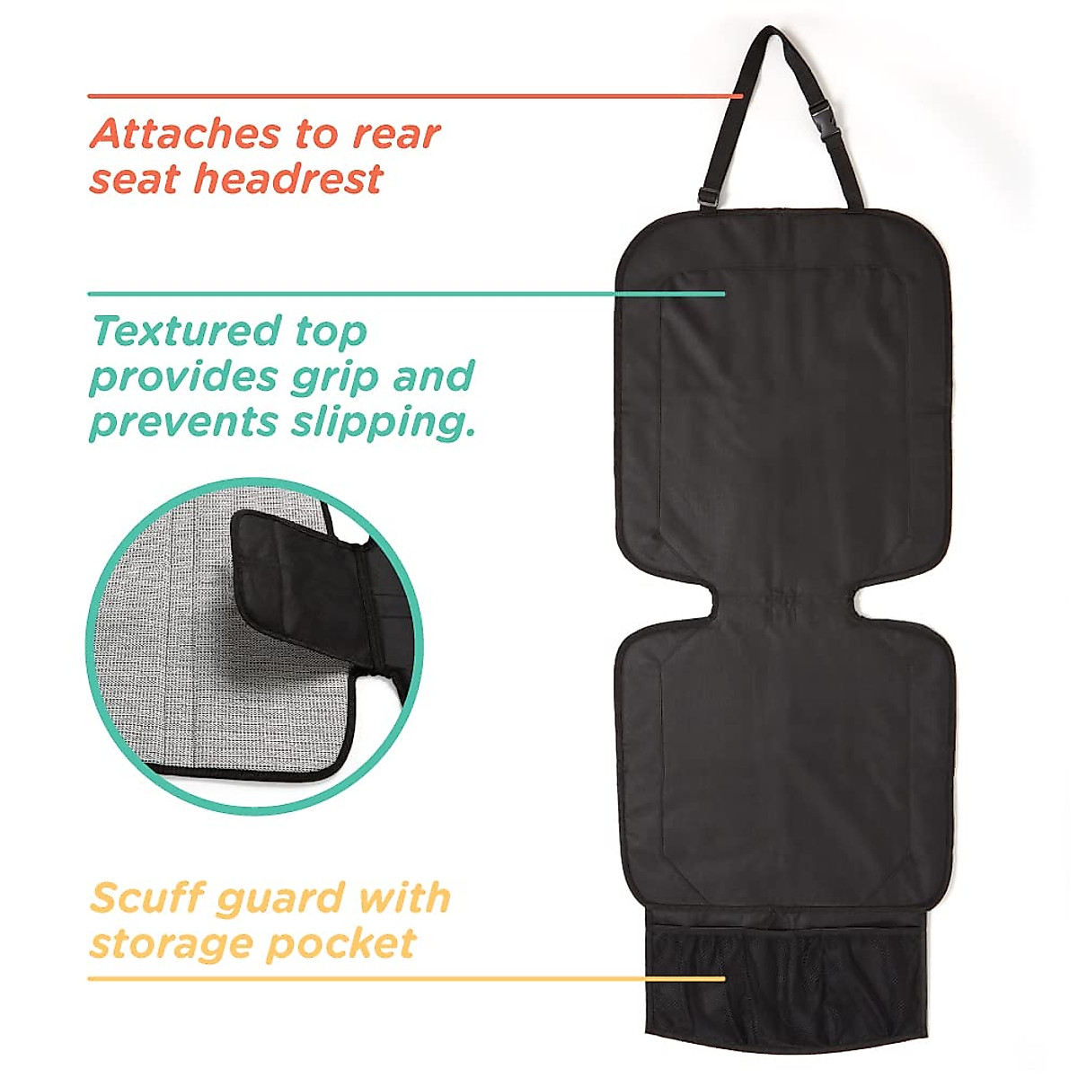 Nuby Deluxe Car Seat Protector, Black Mat for use Under Child's Car Seat