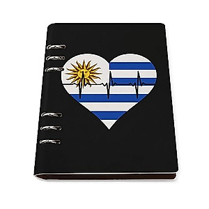 Love Uruguay Heartbeat Notebook Cover 6-Ring Binder Portable Planner Book Loose-Leaf Cover for Home Office