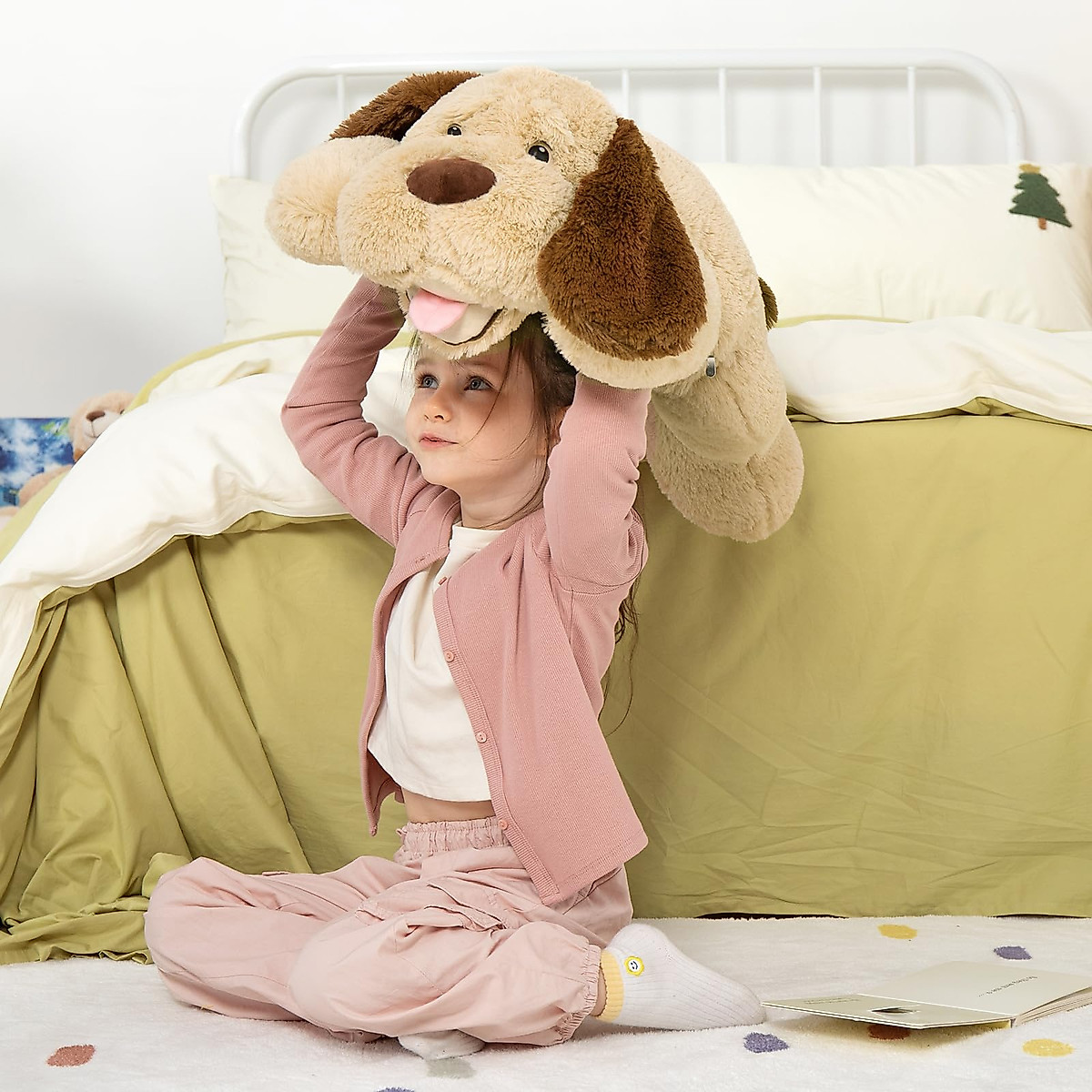 MaoGoLan Giant Dog Plush, Life Size 31" Large Stuffed Animal Dog, Fluffy and Cuddly Stuffed Puppy Stuffed Animal Throw Pillow Toy Birthday for Girls Kids