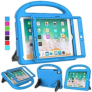 MOXOTEK iPad 6th/5th Generation Case, iPad Air 1/2 Case, iPad Pro 9.7 Case for Kids, Shockproof Protective Cover with Screen Protector for iPad 9.7 inch 6/5 Generation 2018/2017, Blue