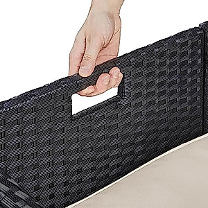 Yaheetech 9-Piece Patio Dining Sets Outdoor Space Saving Rattan Chairs with Glass Table, Wicker Patio Furniture Sets Outdoor Sectional Conversation Set with Removeable Cushions, Black