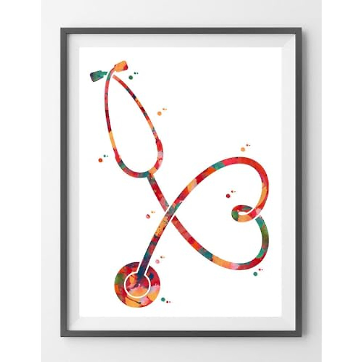 Print Art Stethoscope Watercolor Wall Art Medical Tools Anatomy Art Heart Shaped Stethoscope Love Medicine Wall Art Doctors Nurses,202