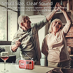 Mini Portable Radio AM FM Pocket Radio with MP3, LED Flashlight, Digital Radio Speaker Support Micro SD/TF Card/USB, Auto Scan Save, 1200mAh Rechargeable Battery Operated, by PRUNUS[Latest Version]