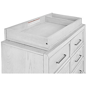 Evolur Modern Changing Tray in Greyhound, Lasting Sturdy Quality, Converts Double Dresser to Changing Station, Made of Hardwood, Has Divided Compartments