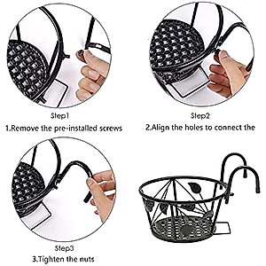 Neisrai Iron Art Metal Railing Flower Pot Hanging Basket for Indoor Pot Holder Hanger 3 Pack Outdoor Plants Perfect for Porches and Patio Decor Leaf Pattern (Black)