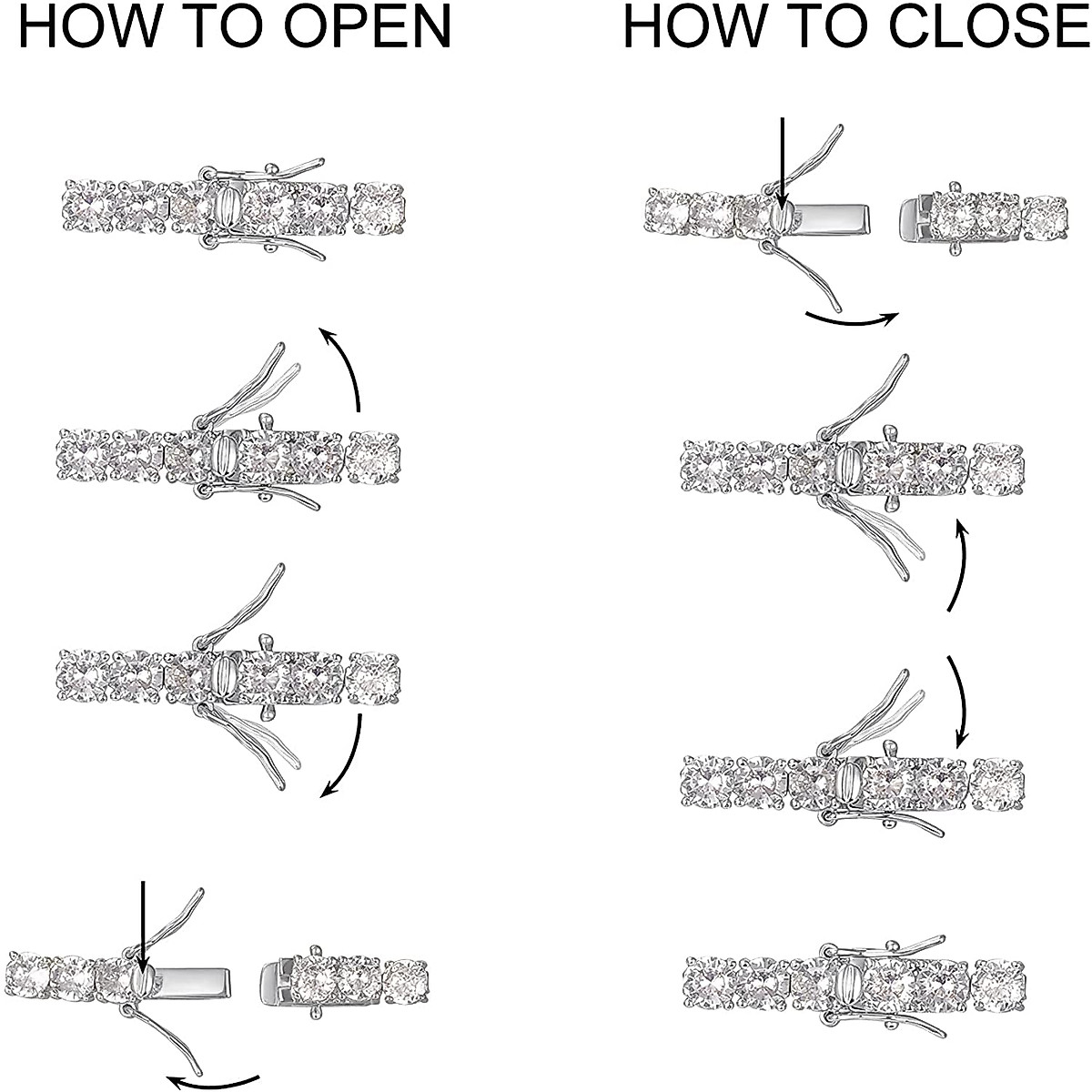 Gemsme 18K White Gold Plated 3.0mm Cubic Zirconia Classic Tennis Bracelet 6.0 Inch