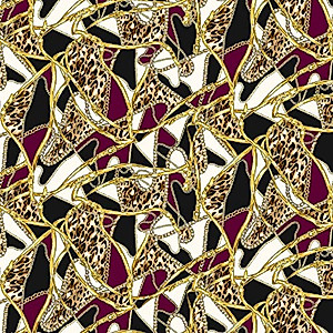 Texco Inc Printed Poly Spandex Animal Skin Pattern ITY Jersey Knit 2-Way Stretch/Swimwear, Apparel, Home/DIY Fabric, Black Burgundy 2 Yards