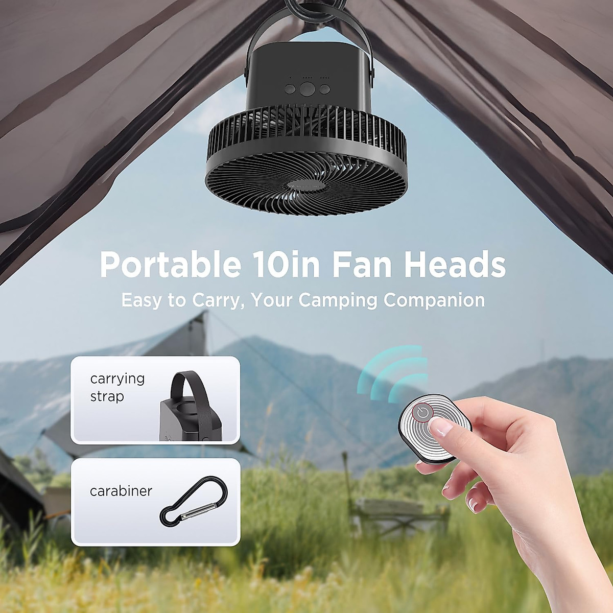 Marchpower Portable Pedestal Fan with Remote 12" Rechargeable Collapsible Fan Osciallating Foldable Floor Fan with Timer, Cordless Foldaway 5-Speed Telescopic Table Fan for Home Trave Picnic Camping