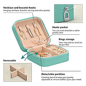 Tatenale Travel Jewelry Case Box Small Mini Jewelry Organizer Display Storage for Ring Earrings Necklace Girls Women Men Floral Black Aqua