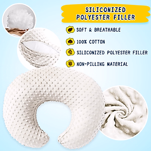 Ezencon Nursing Pillow and Positioner, Breastfeeding and Bottlefeeding Pillow for Baby Boys and Girls, Breast Feeding Pillow with Removable and Washable Pillow Cover(Beige-dot)