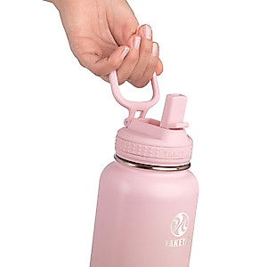Takeya Actives 24 oz Vacuum Insulated Stainless Steel Water Bottle with Straw Lid, Premium Quality, Blush
