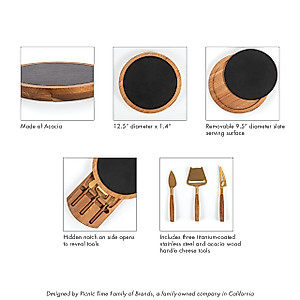 PICNIC TIME NHL Toronto Maple Leafs Insignia Acacia and Slate Serving Board with Cheese Tools, Charcuterie Board Set, Wood Cutting Board, (Acacia Wood & Slate Black with Gold Accents)