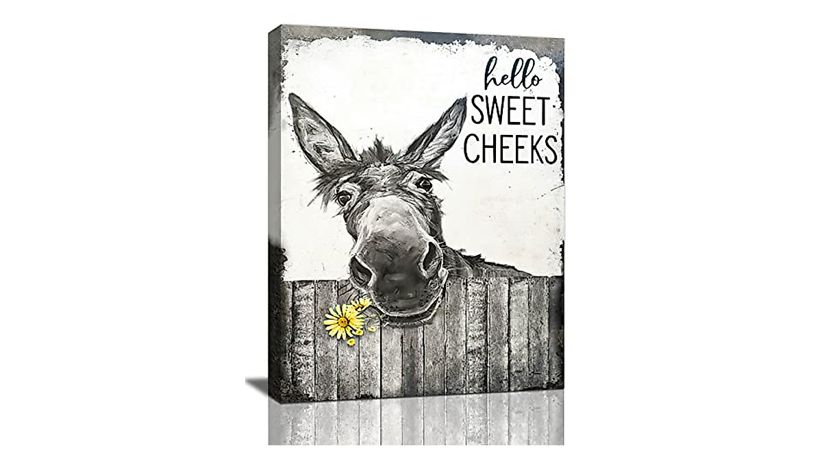 Farmhouse Donkey Wall Art - Rustic Canvas Print for Home Decor