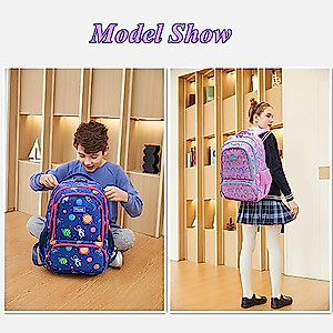 Armbq Kids Backpack for Boys Girls, Teens Casual Bookbag for Kindergarten Elementary Lightweight Travel School Bags, Pink Rainbow