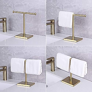 kimzcn Modern Free Standing Countertop Towel Ring SUS 304 Stainless Steel Hand Towel Holder Tree Rack Brushed PVD Zirconium Gold