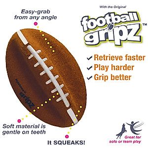 Nylabone Power Play Felt Football Gripz Fetch Toy, Squeaky Ball Chew Toy for Dogs, Large (1 Count)