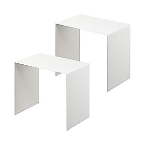 Yamazaki Home Cabinet Storage Organizer | Set of 2 | Kitchen Pantry | Steel | Riser, One Size, White