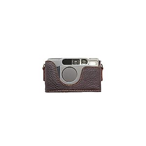 Handmade Genuine Real Leather Half Camera Case Bag Cover for Contax T2 Dark Brown