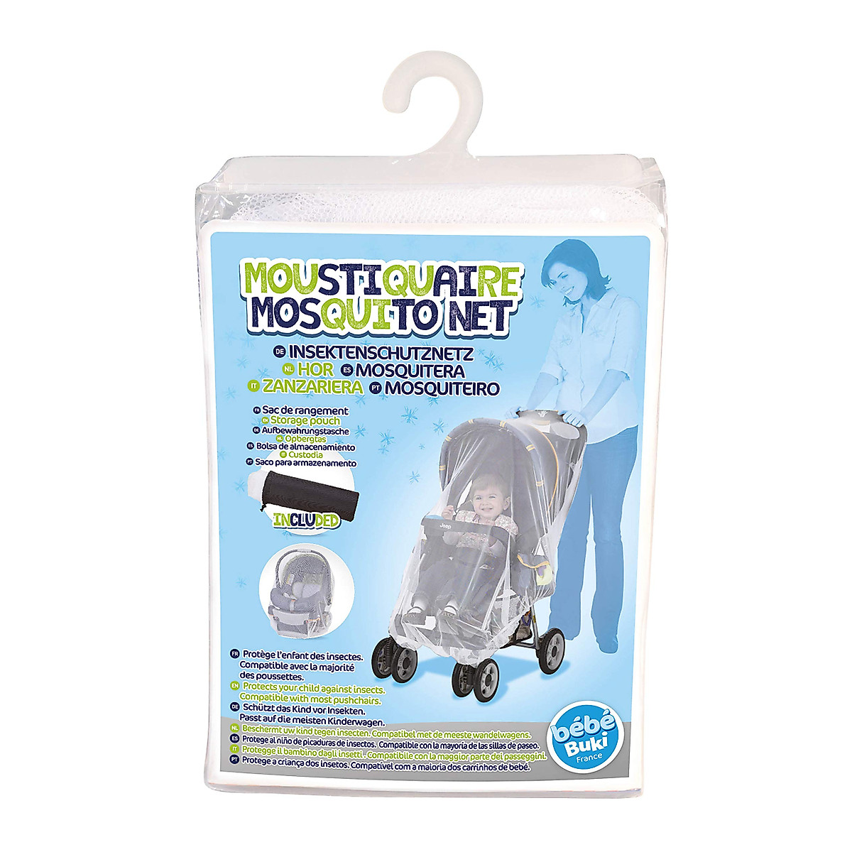 Jeep Mosquito Net for Strollers, Mosquito Net for Car Seat and Infant Carrier, Universal Size, Bug Cover, Weather Protection, White