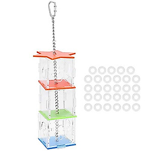 GFRGFH Multilayer Bird Parrot Forage Box Hanging Treat Foraging Toy Transparent Acrylic Food Holder Easy to Use