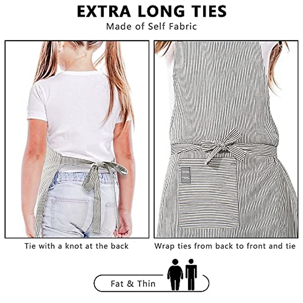 TeddSnow Daily Kids Apron, Toddler Cotton Adjustable Bib Chef Apron with Pocket, For Children Age 2 to 5 years, Boys Girls