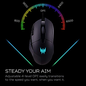 Acer Predator Cestus 315 Gaming Mouse with PixArt Sensor, Adjustable DPI & 8 Buttons Including Burst Fire