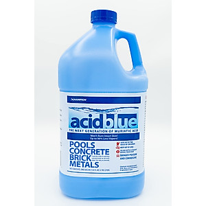 Acid Blue Muriatic Acid by CPDI - Swimming Pool pH Reducer Balancer | Buffered, Low-Fume - Case (4 Gallons)