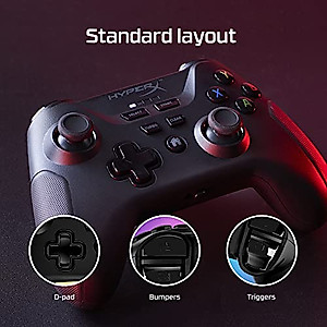 HyperX Clutch – Gaming Controller for Android and PC, Cloud and Mobile Gaming, Bluetooth, 2.4GHz Wireless, USB-C to USB-A Wired Connection, Standard Button Layout, Detachable Phone Clip
