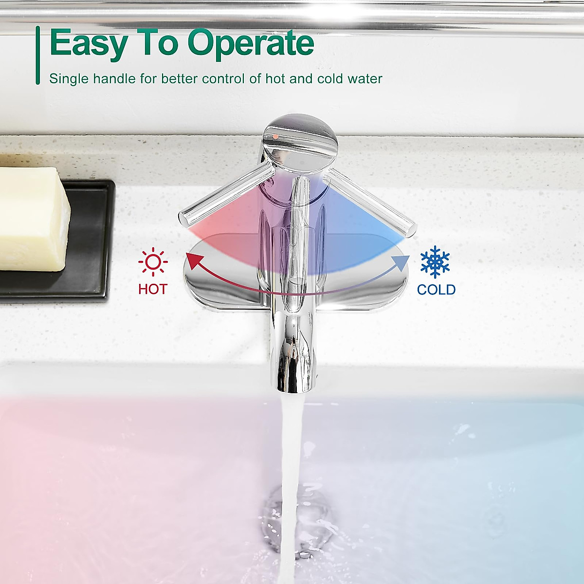 VOTON Chrome Bathroom Faucets 1 Hole, Stainless Steel Bathroom Sink Faucet with Metal Pop up Drain, Lavatory Faucet for Bathroom Sink