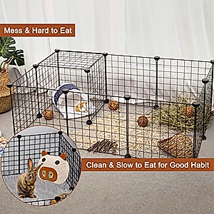 Zhilishu Rabbit Hay Feeder Bag, Hay Feeder for Guinea Pig Timothy Hay Feeder Dispenser Storage with 2 Hanging Hooks for Bunny Small Animal Cage Mess Free (Brown)