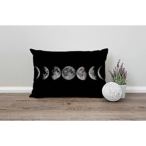 Lumbar Throw Pillow Cover 12x20 Inch Decorative Bedroom Living Room Moon Phases Rectanglar Cushion Case for Bed Sofa Couch