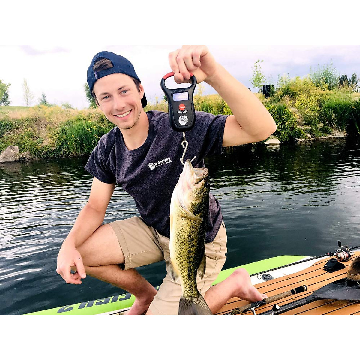 Kraken Bass Fish Scale - Fish Scales Digital Weight with Backlit LCD Display, Fishing Scale with Measurable Tape - Portable and Compact Design Hanging Scale, 110 lbs / 50 kg - Fishing Gifts for Men