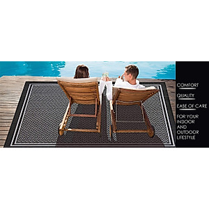Gertmenian Indoor Outdoor Area Rug, Classic Flatweave, Washable, Stain & UV Resistant Carpet, Deck, Patio, Poolside & Mudroom, 6x9 Ft Medium, Party Starfish Sand Dollar, Navy Blue Sand
