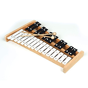 Professional Wooden Soprano Full Size Glockenspiel Xylophone with 27 Metal Keys - Musical Instrument for Adults & Kids - Includes 2 Wooden Beaters/Mallets